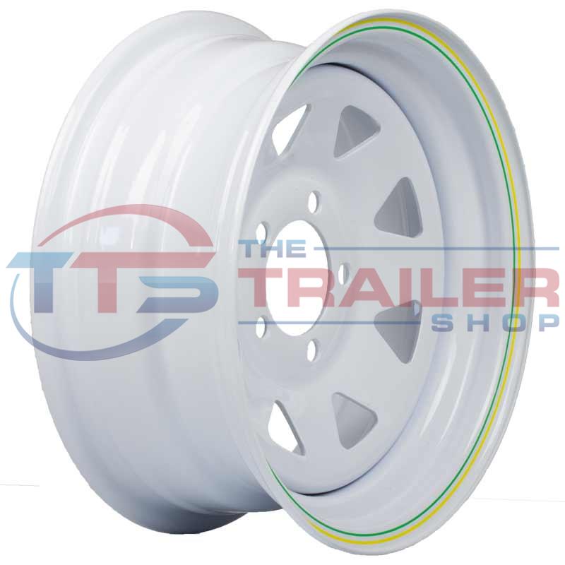 White Spoke Rim 14x6" 5x114.3 Zero Off-Set Gecko - The Trailer Shop