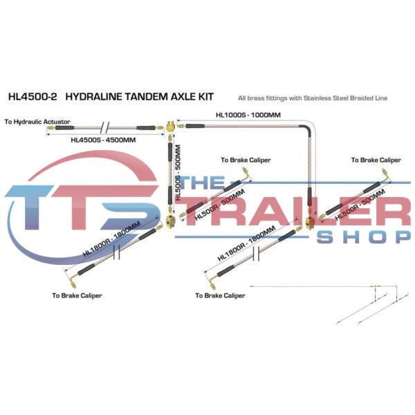 Hydraline Tandem Axle Hydraulic Brake Line Kit 4500mm - The Trailer Shop