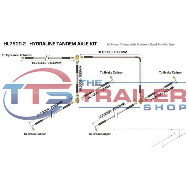 Hydraline Tandem Axle Hydraulic Brake Line Kit 7500mm - The Trailer Shop