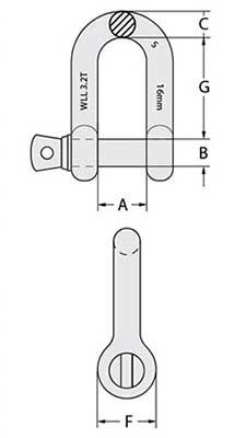 Dee Shackle 10mm WLL 1000Kg - The Trailer Shop