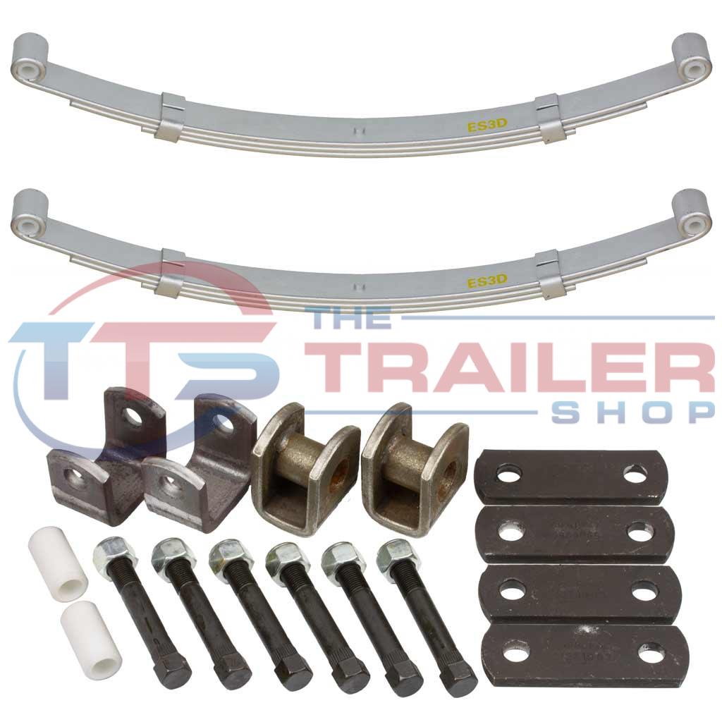 Shackle Spring Kit 3 Leaf 45mm x 711mm Dacromet - The Trailer Shop