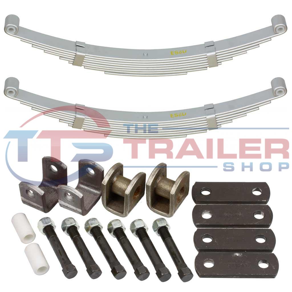 Shackle Spring Kit 8 Leaf 45mm x 711mm Dacromet - The Trailer Shop