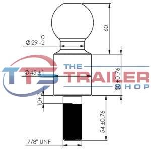 50mm Towball 3.5t - 7/8" Shank - 50mm High Rise - The Trailer Shop